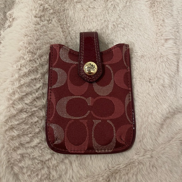 Coach | Bags | Red Logo Coach Clasp Card Holder | Poshmark